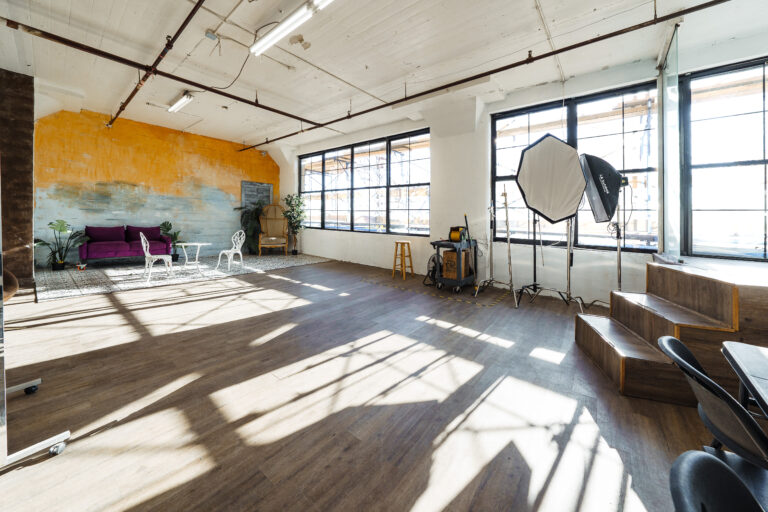 A large Loft-like photo studio in NY with Moroccan tile, textured ...