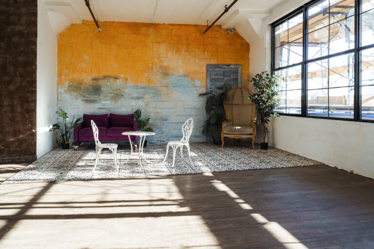 A large Loft-like photo studio in NY with Moroccan tile, textured ...