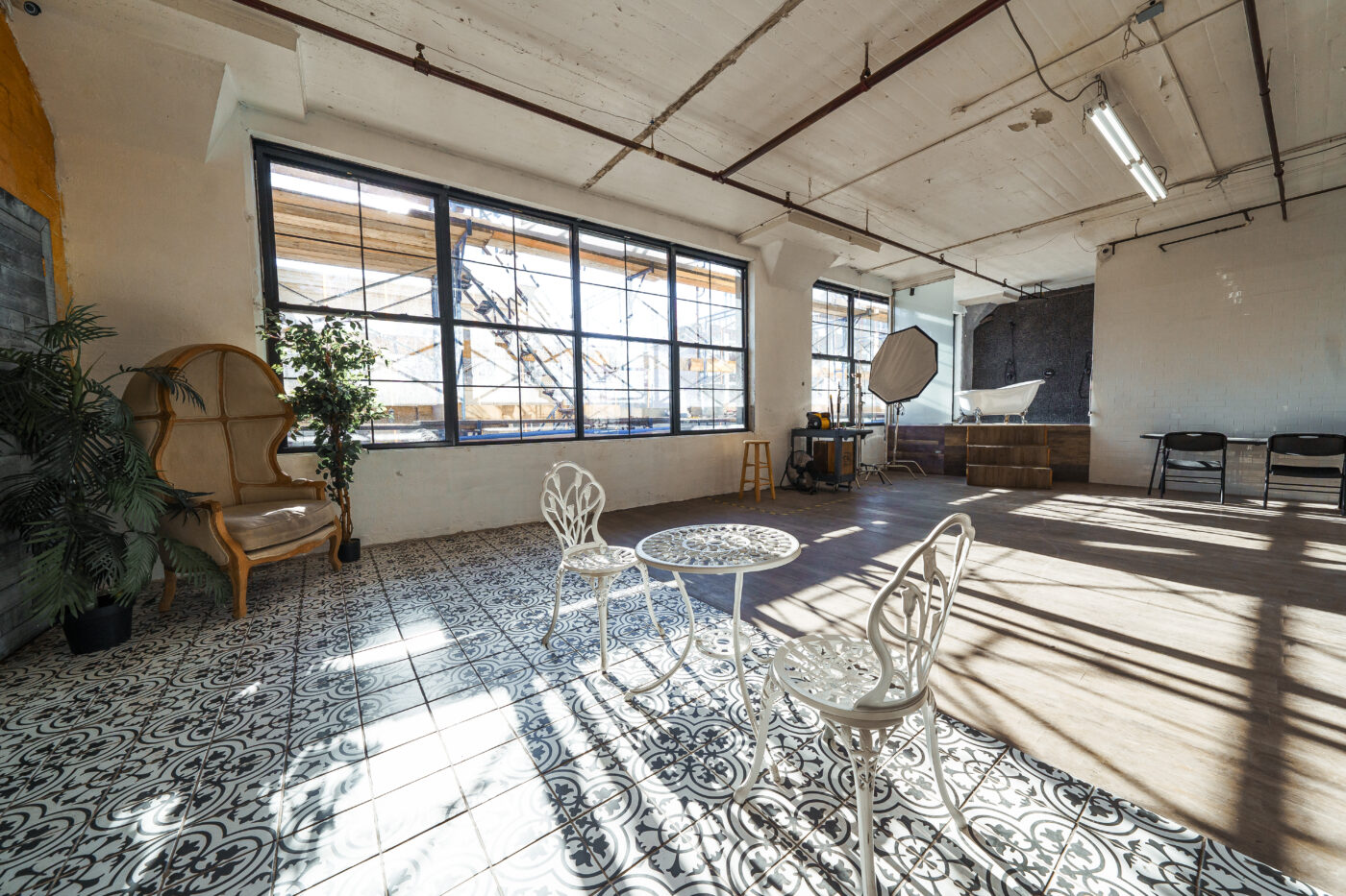 A large Loft-like photo studio in NY with Moroccan tile, textured ...